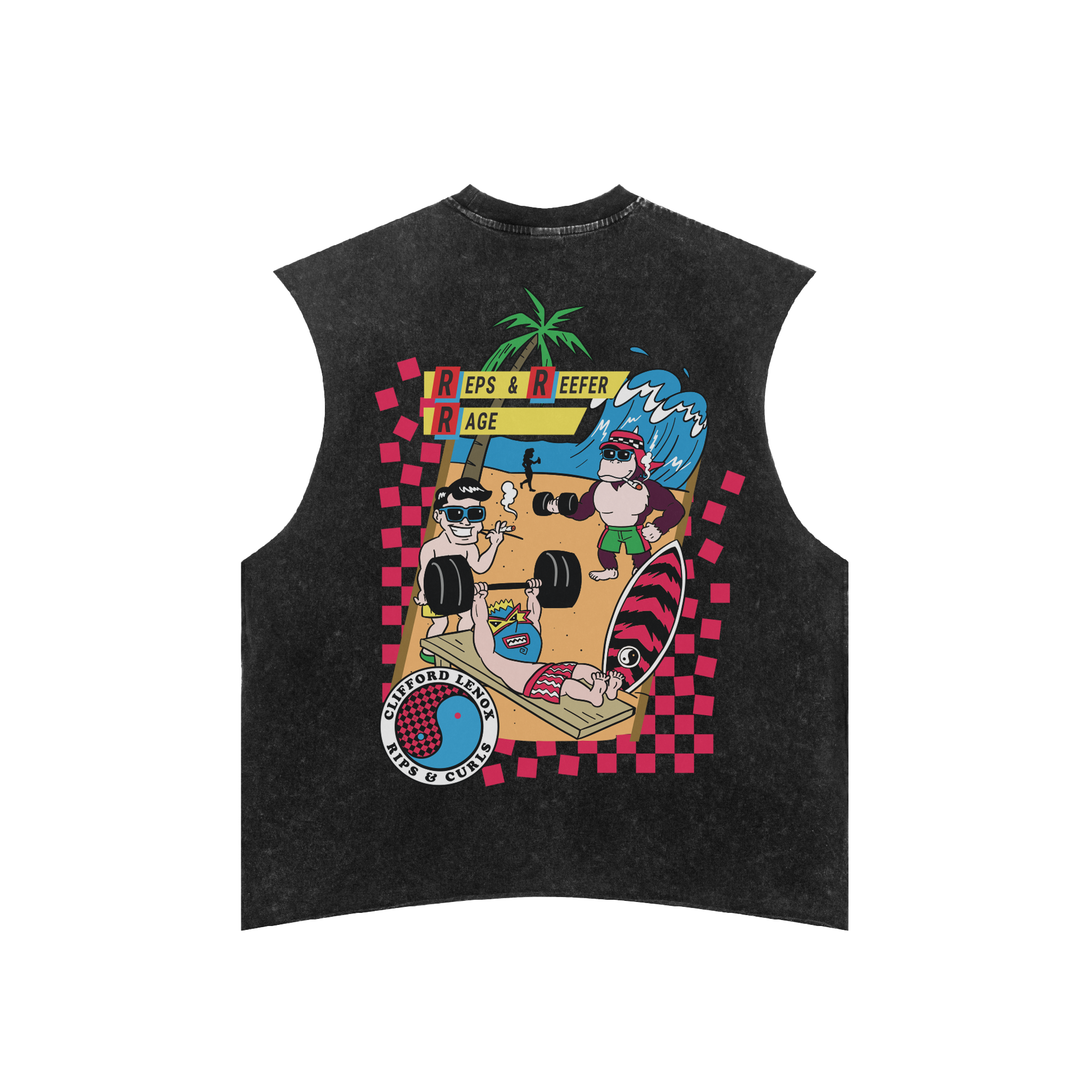 Rips & Curls Oversized Cut off Tank – Clifford Lenox
